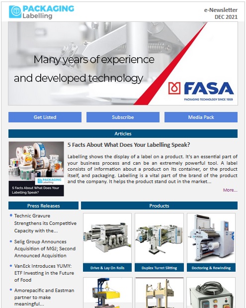 Packaging Labeling e-Newsletter subscription | Packaging Industry