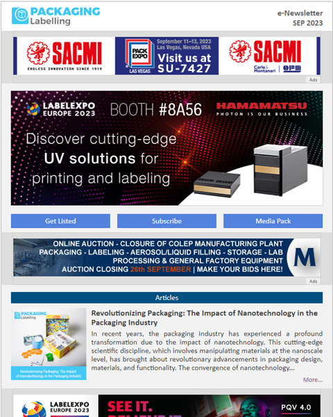 Packaging Labeling e-Newsletter subscription | Packaging Industry